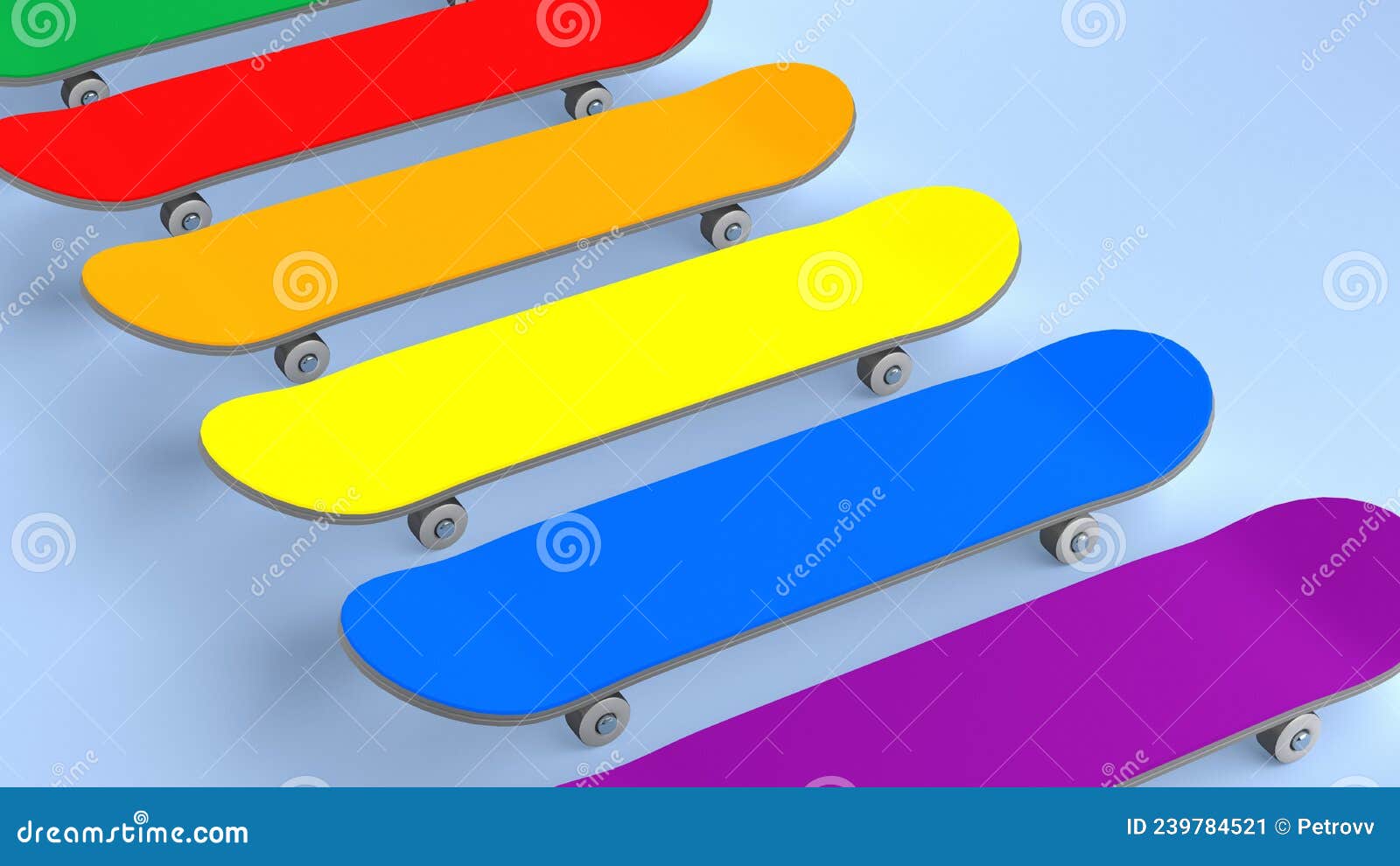 Row of colored skateboards stock illustration. Illustration of ...
