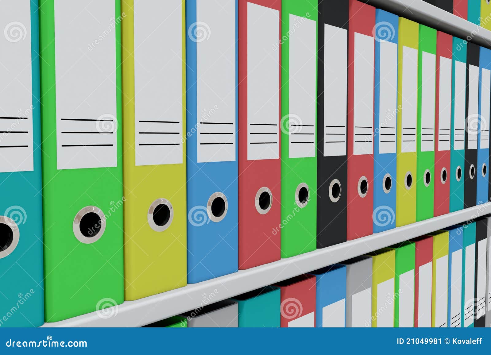 Row of Colorful Archive Folders on the Shelves Stock Illustration ...