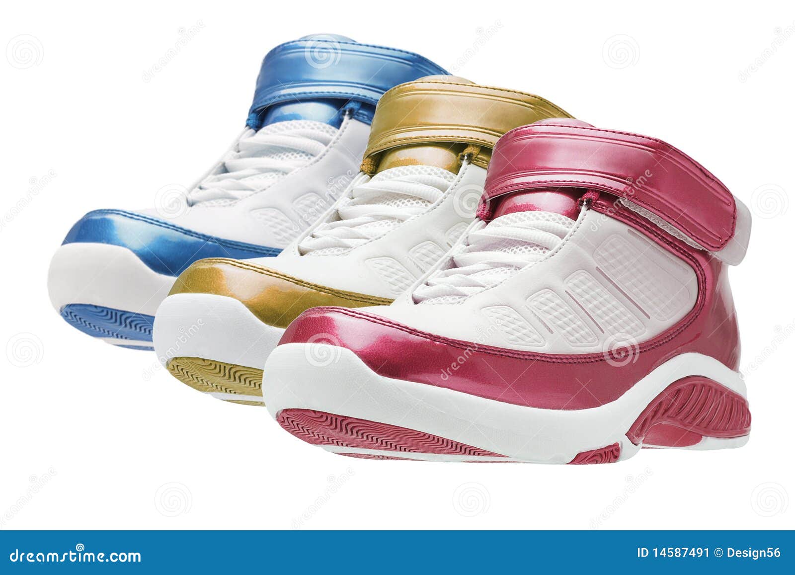Row of Colorful Basketball Trainers Stock Image - Image of fabric, wear ...