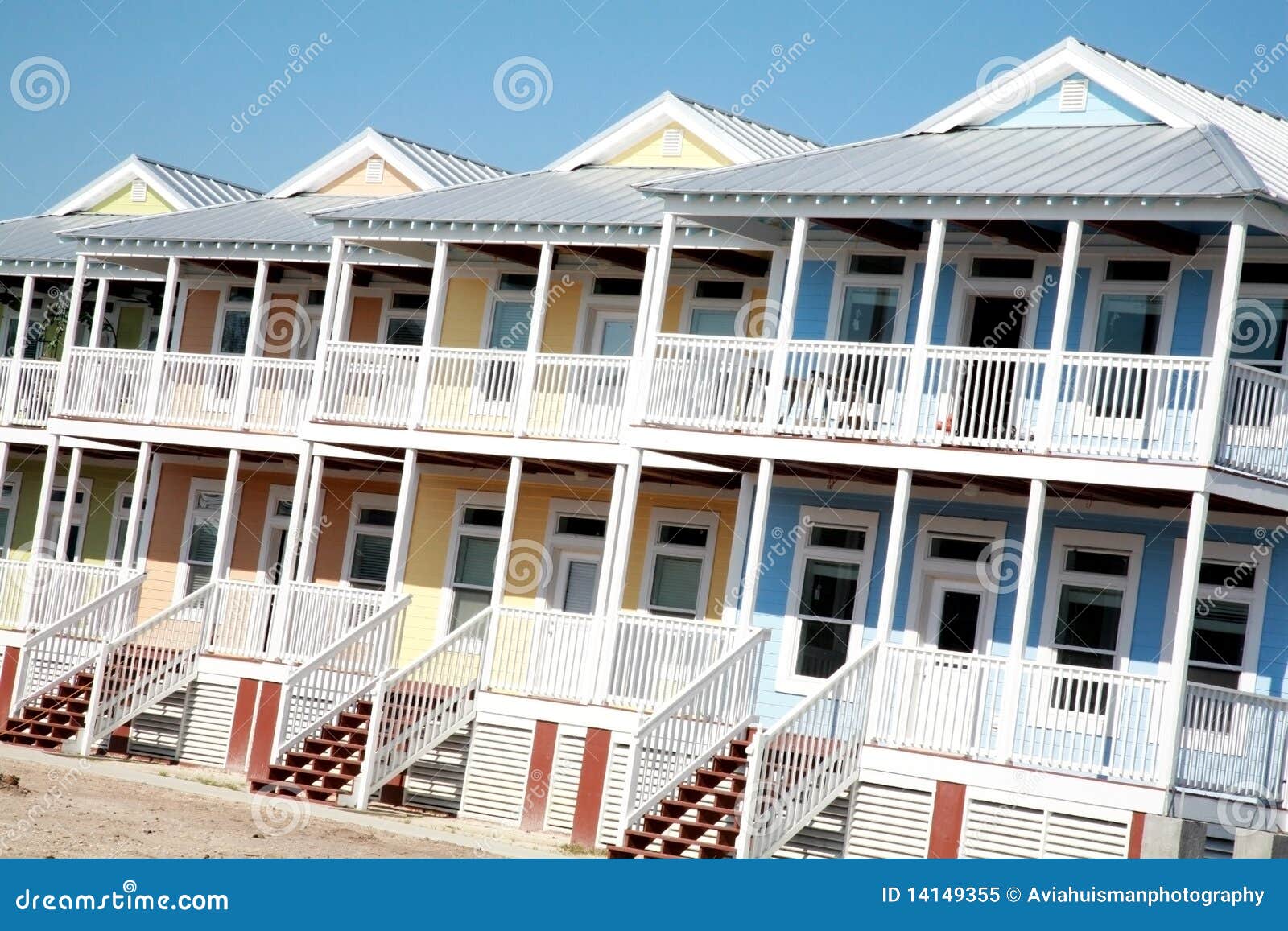 Row of Colorful Beach Houses Stock Image - Image of aluminum, holiday ...