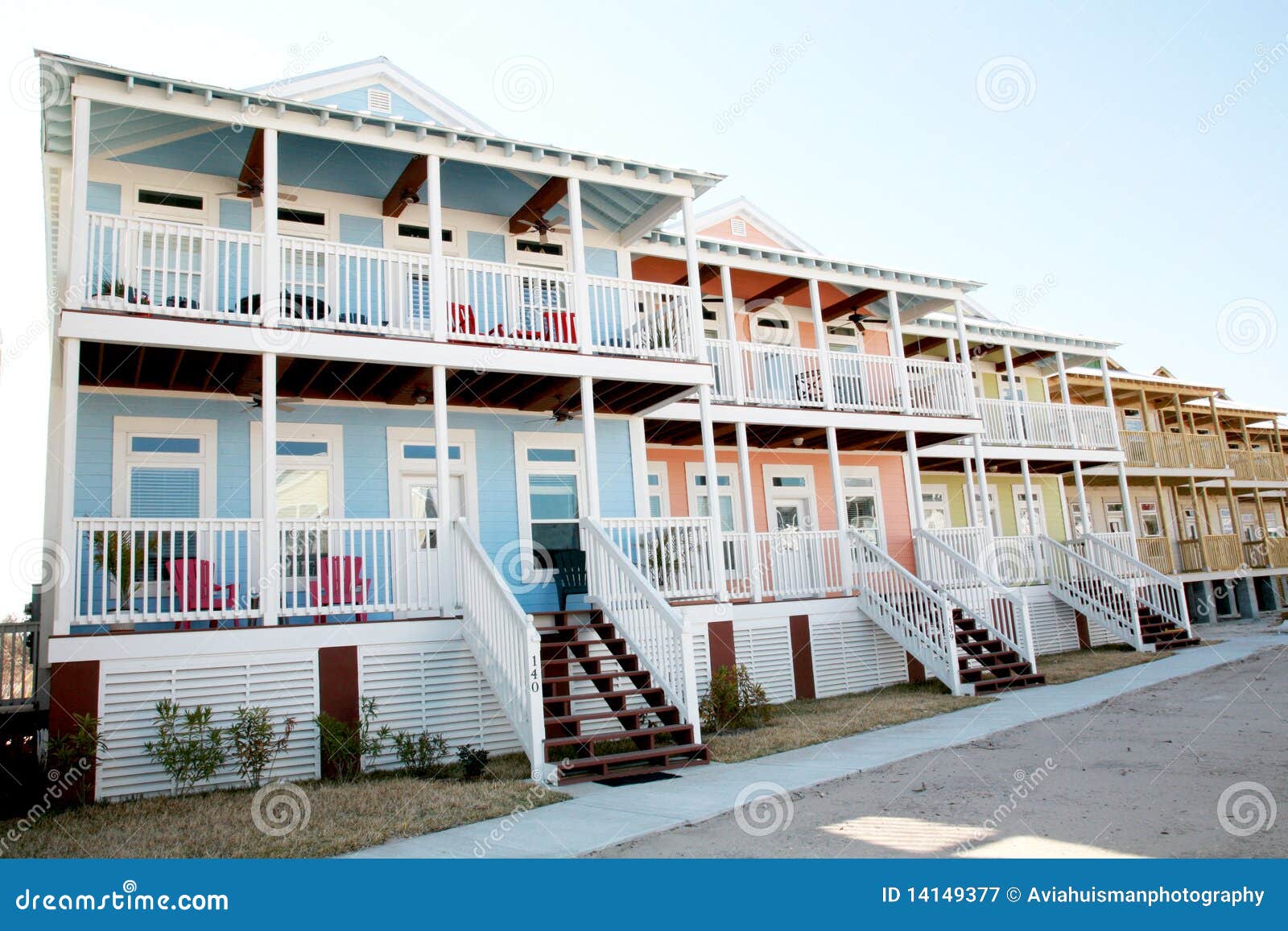 Row of Colorful Beach Houses Stock Image - Image of southern, colorful ...