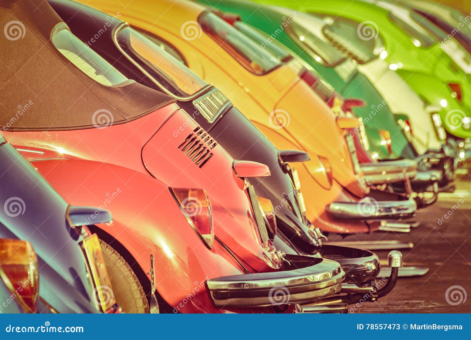 Row of Colorful Classic Cars Stock Image - Image of antique ...