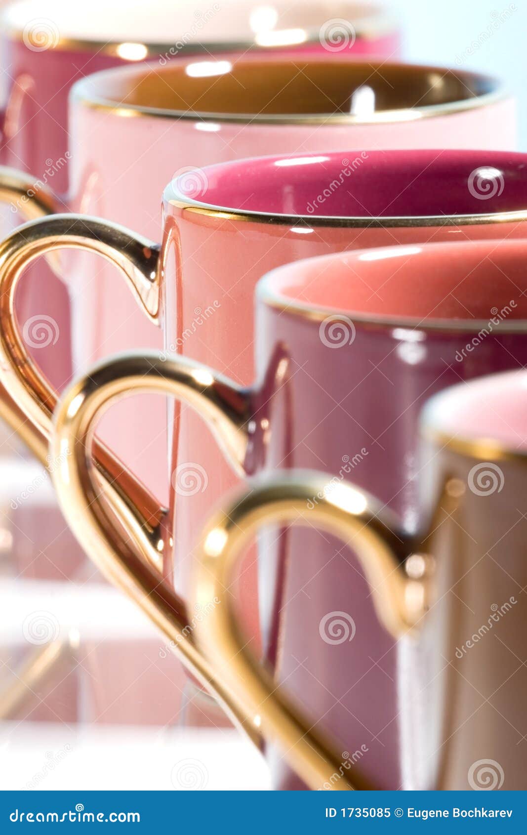 Row Of Colorful Coffee Cups On Clear Background Royalty-Free Stock ...