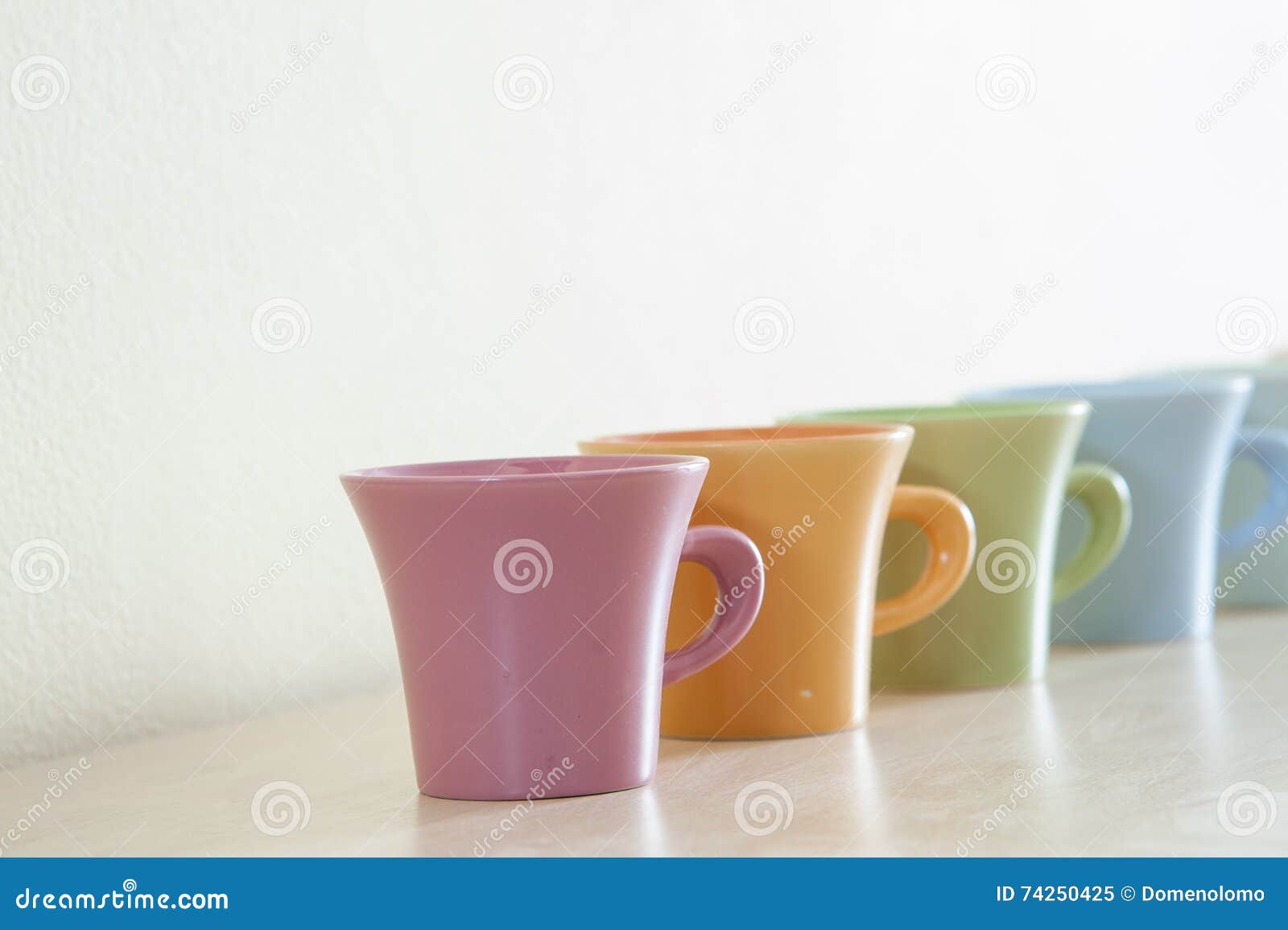 Row of Colorful Coffee Cups Stock Image - Image of blue, kitchen: 74250425