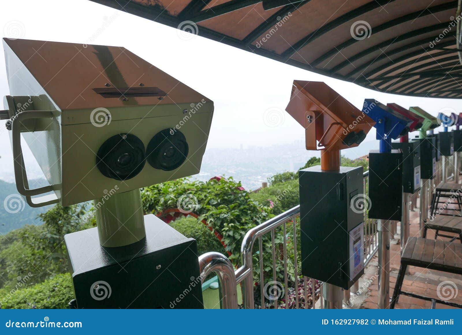 A Row of Colorful Coin Operated Binocular Stock Photo - Image of ...