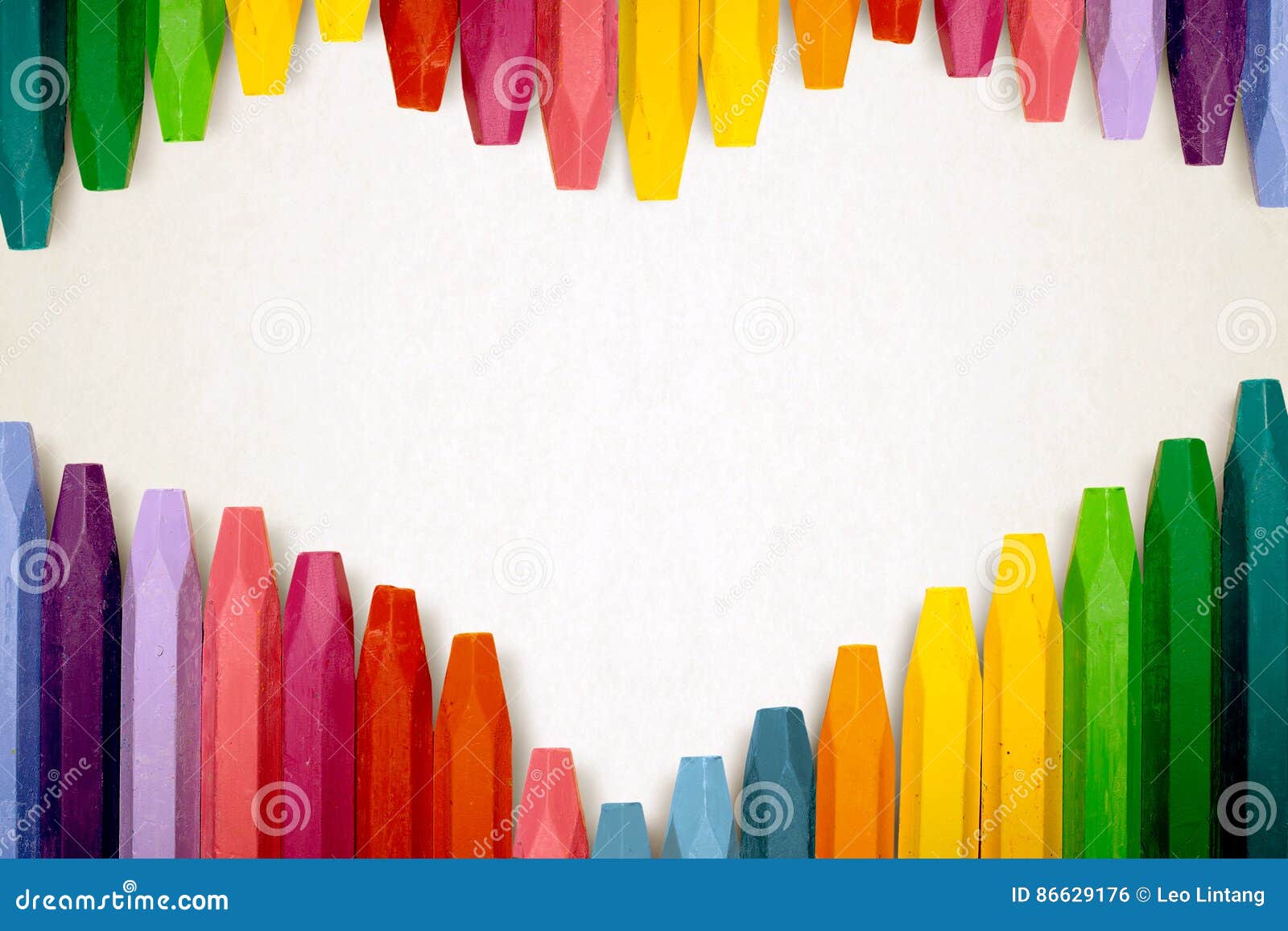 Row of Colorful Crayon Over Stripe Pattern Paper Stock Illustration ...
