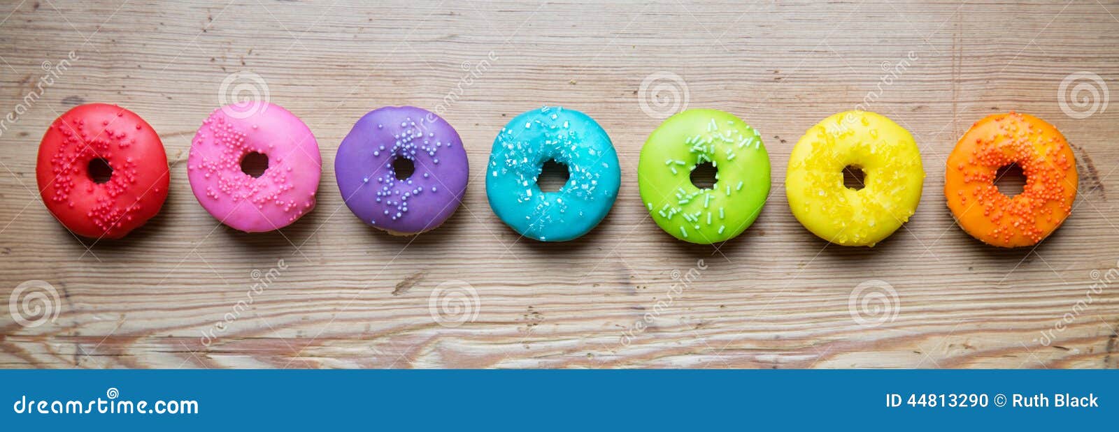Row of colorful donuts stock photo. Image of multi, selection - 44813290