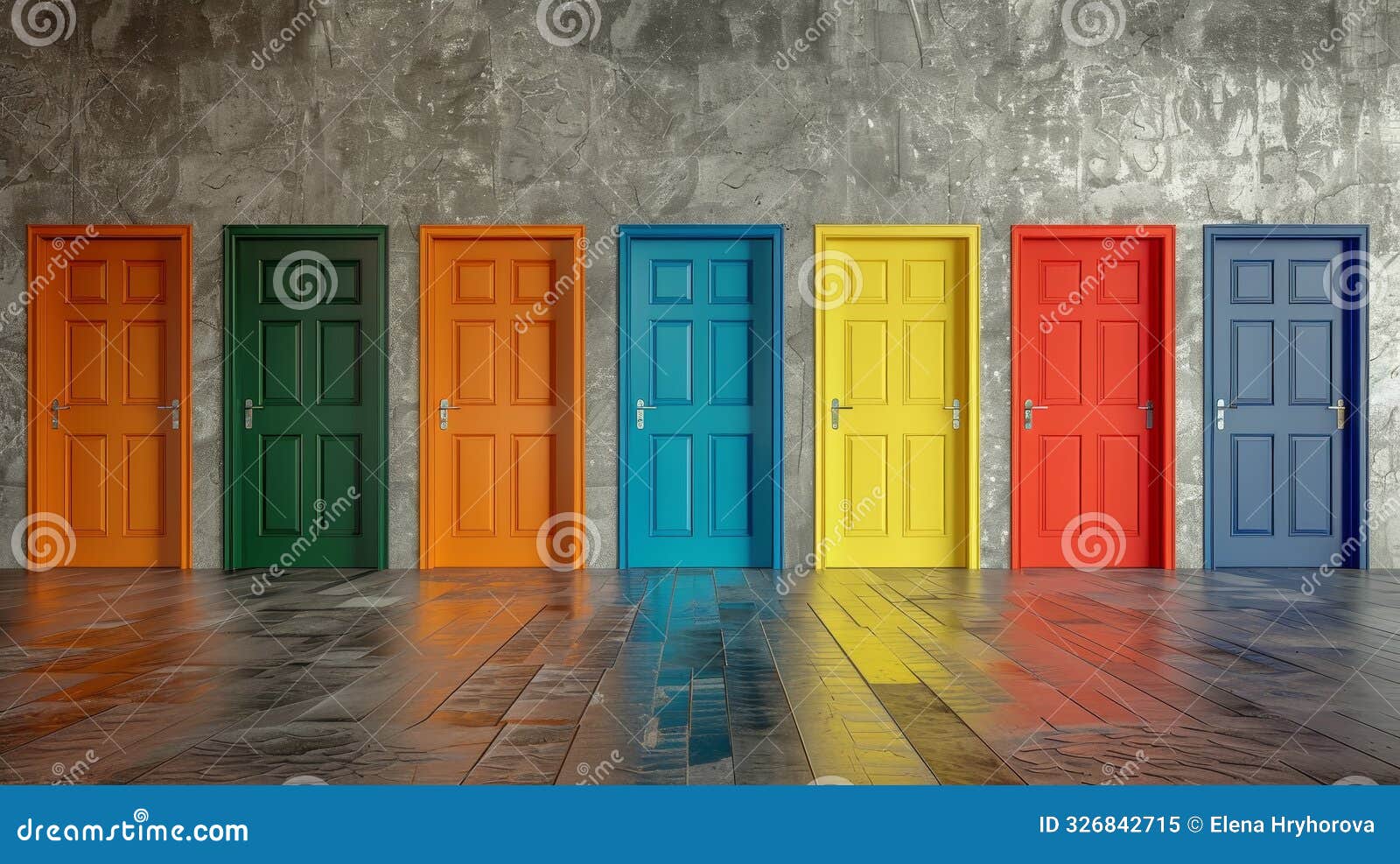 Row of Colorful Doors on a Building Facade, Representing Diversity ...