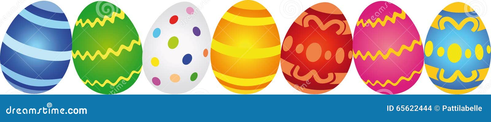 Row of Colorful Easter Eggs Stock Illustration - Illustration of ...