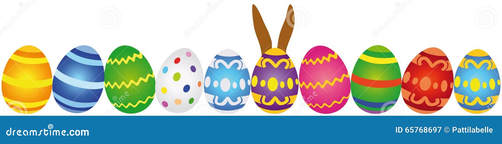 Row of Colorful Easter Eggs Stock Vector - Illustration of colors ...