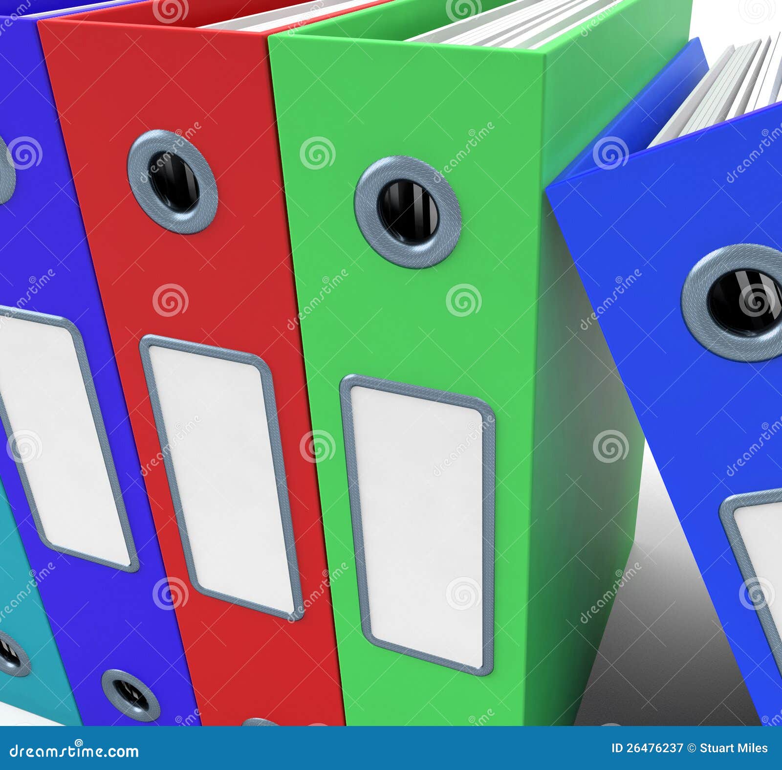 Row of Colorful Files To Get the Office Organised Stock Illustration ...