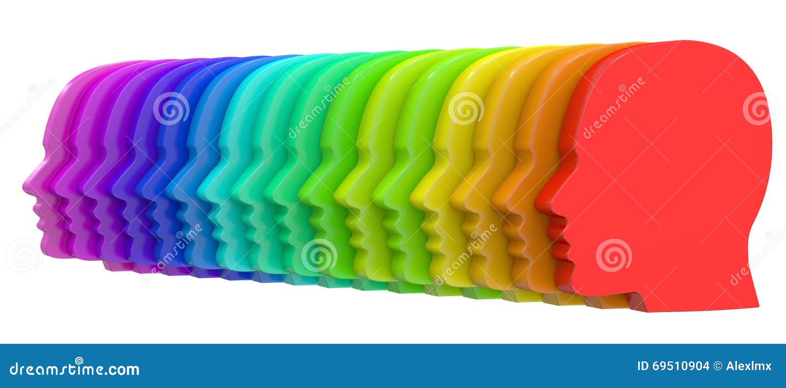 Row of Colorful Human Profiles Stock Illustration - Illustration of ...