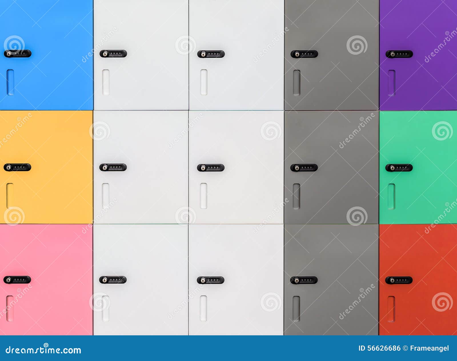 Row of Colorful Lockers and Security Password Code on Door for S Stock ...