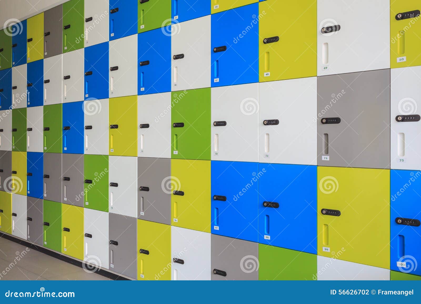 Row of Colorful Lockers and Security Password Code on Door for S Stock ...