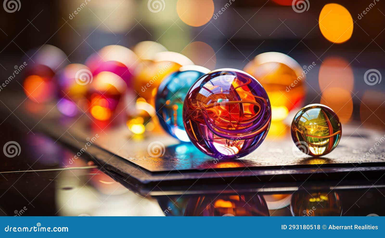 A Row of Colorful Marbles Sitting on a Table Stock Illustration ...