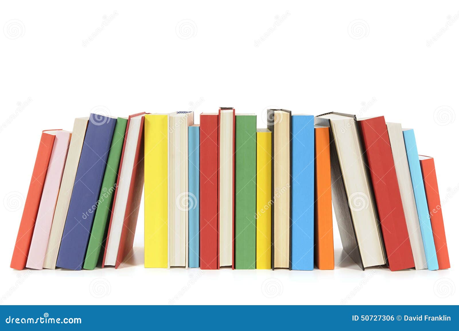 School Books in a Row, Horizontal, Isolated on White Background Stock ...