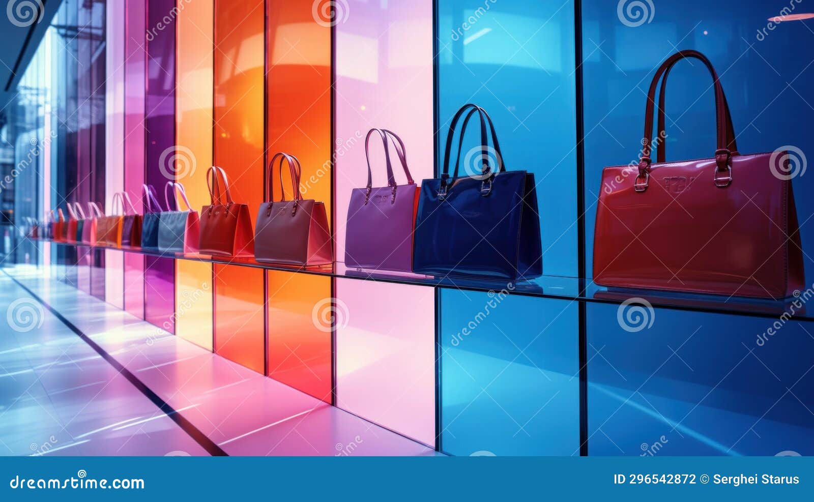 A Row of Colorful Purses on Display in a Store, AI Stock Photo - Image ...