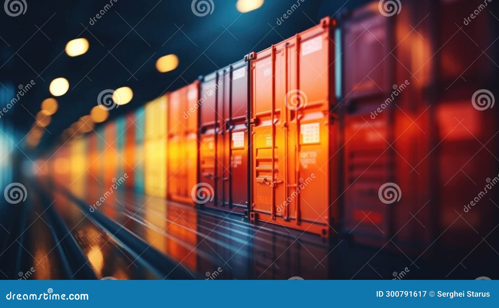 A Row of Colorful Shipping Containers on a Train Track, AI Stock Image ...