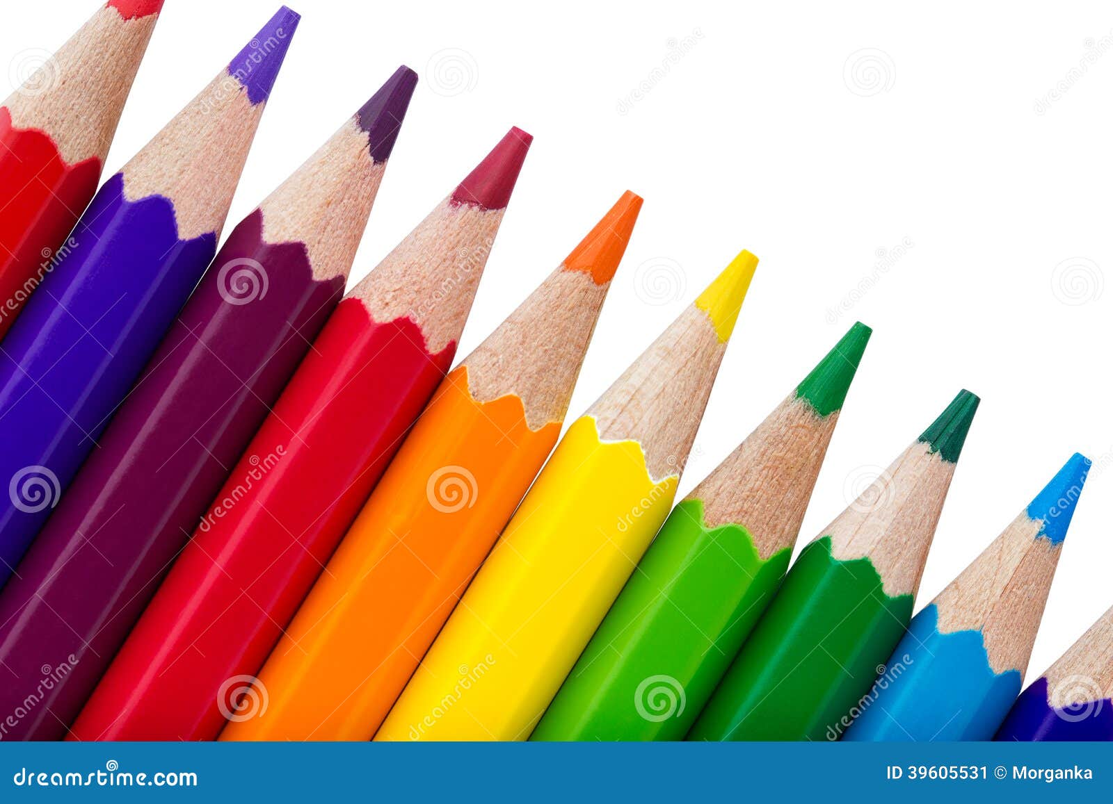 Row of Colourful Pencils Isolated Over White Stock Image - Image of ...