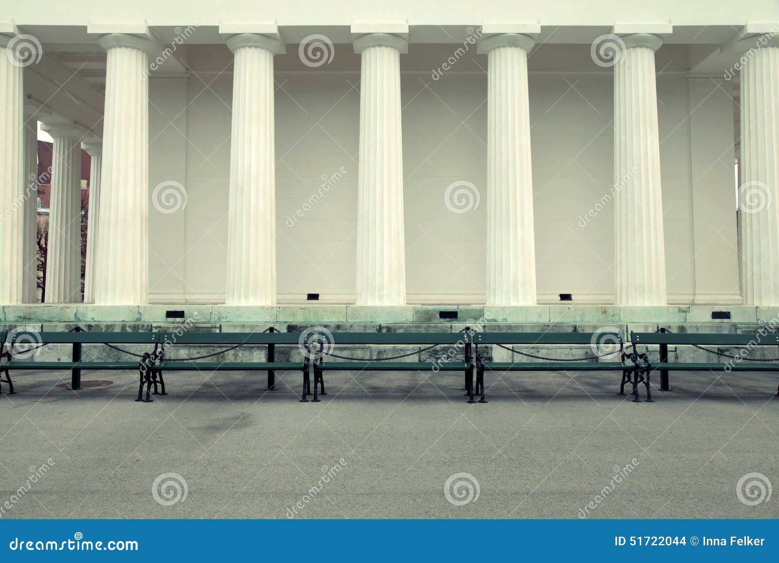 Row of Columns and Empty Benches Stock Photo - Image of baroque ...