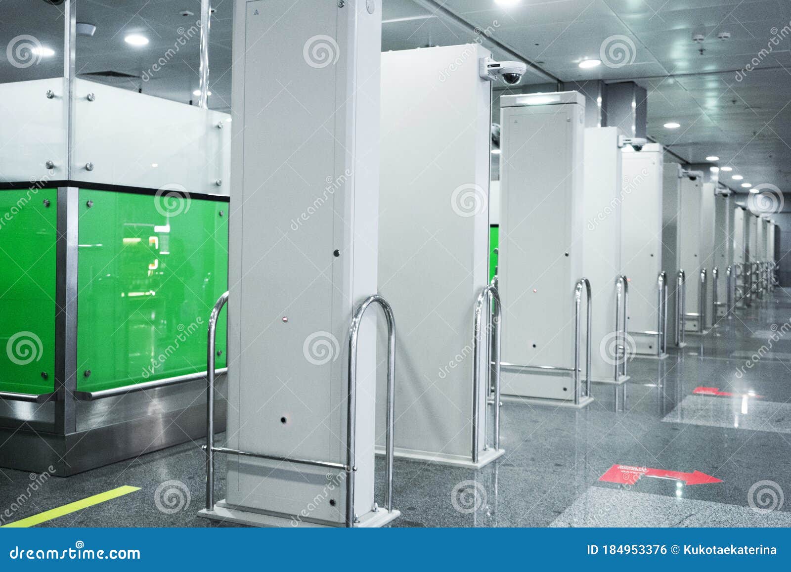 A Row of Columns, Passport Control Area at the Airport Stock Photo ...