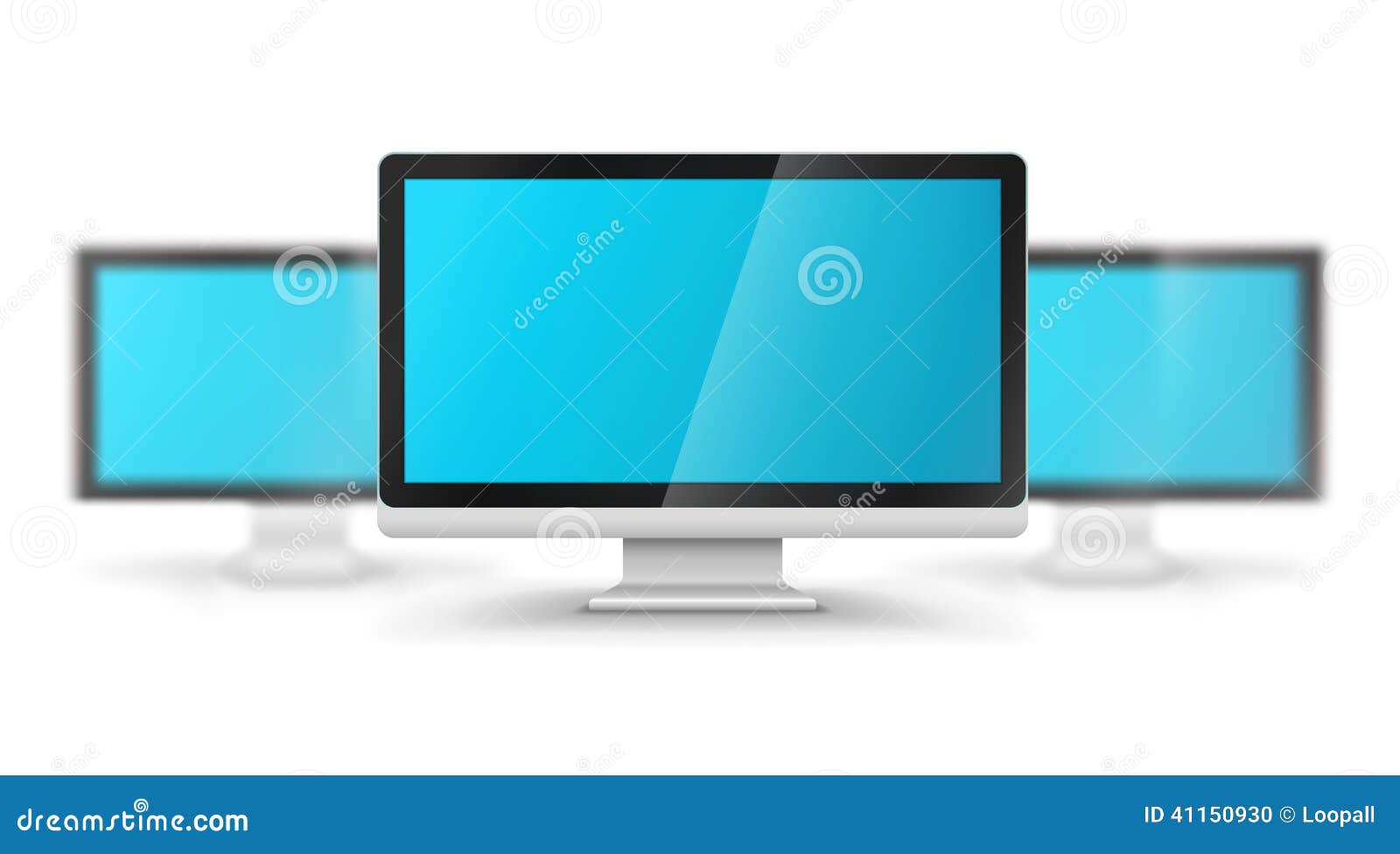 Row of computer displays stock illustration. Illustration of electrical ...