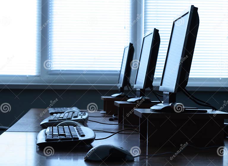 Row of computers stock image. Image of focus, studying - 5450853