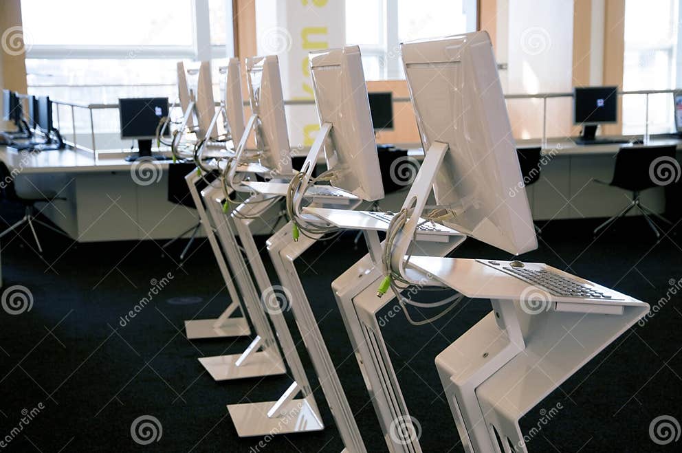 A row computers stock image. Image of modern, windows - 7449813