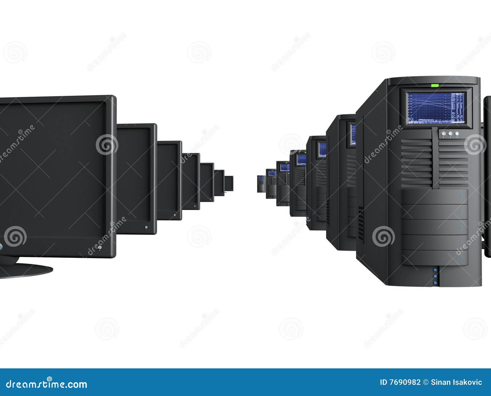 Row of computers stock illustration. Illustration of black - 7690982