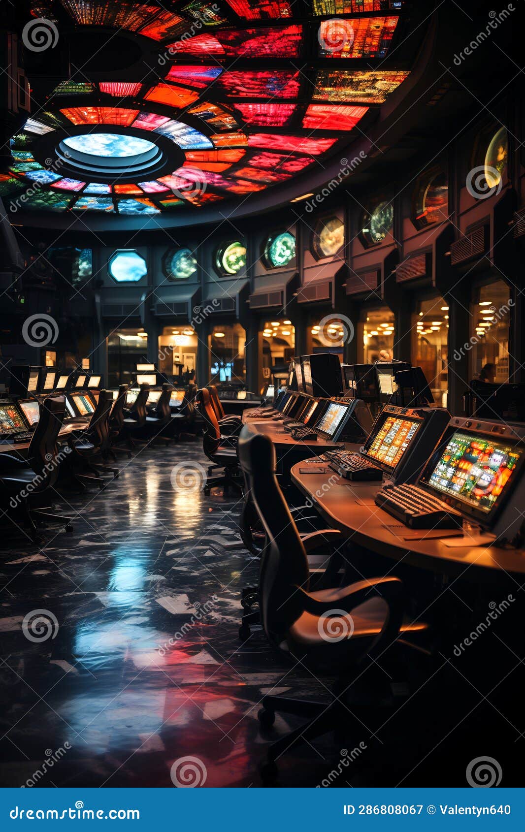 Row of Computers Sitting on Top of Wooden Desk. Generative AI Stock ...