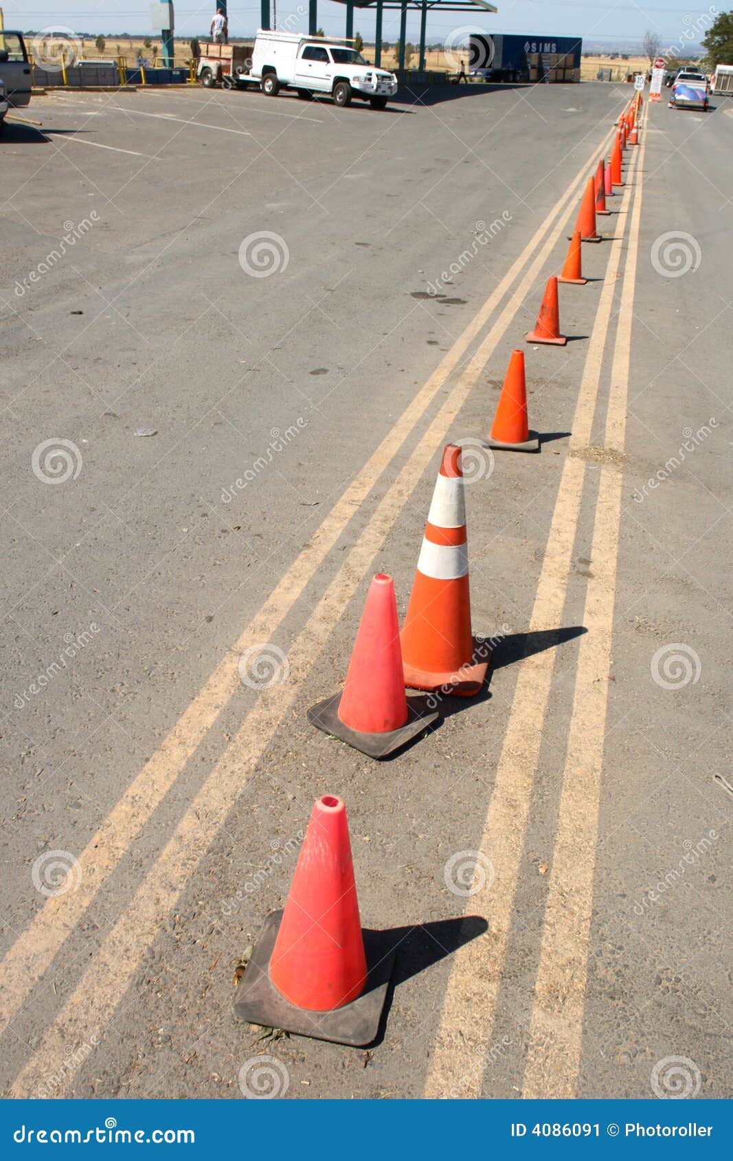 Row of Cones stock image. Image of construction, stop - 4086091