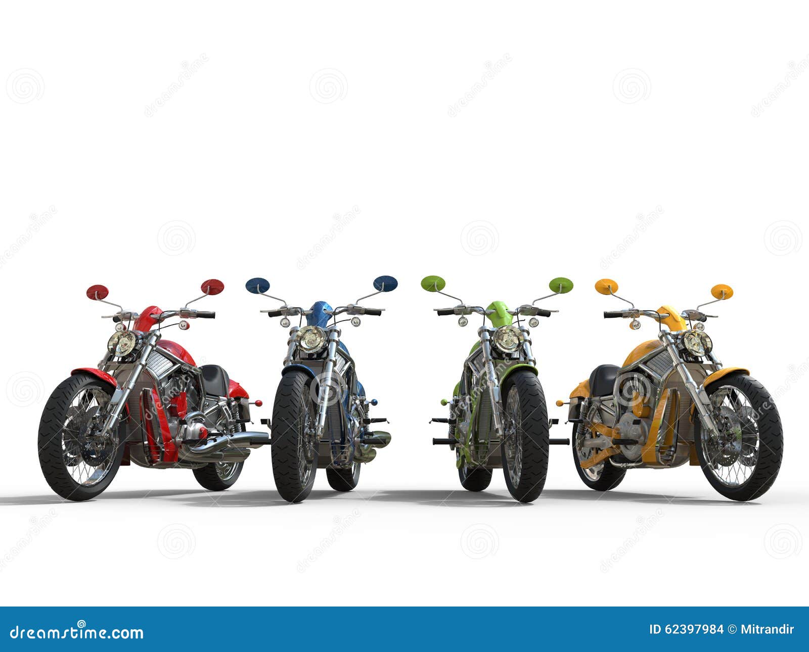 Row of Cool Vintage Bikes - Front View Stock Photo - Image of freedom ...