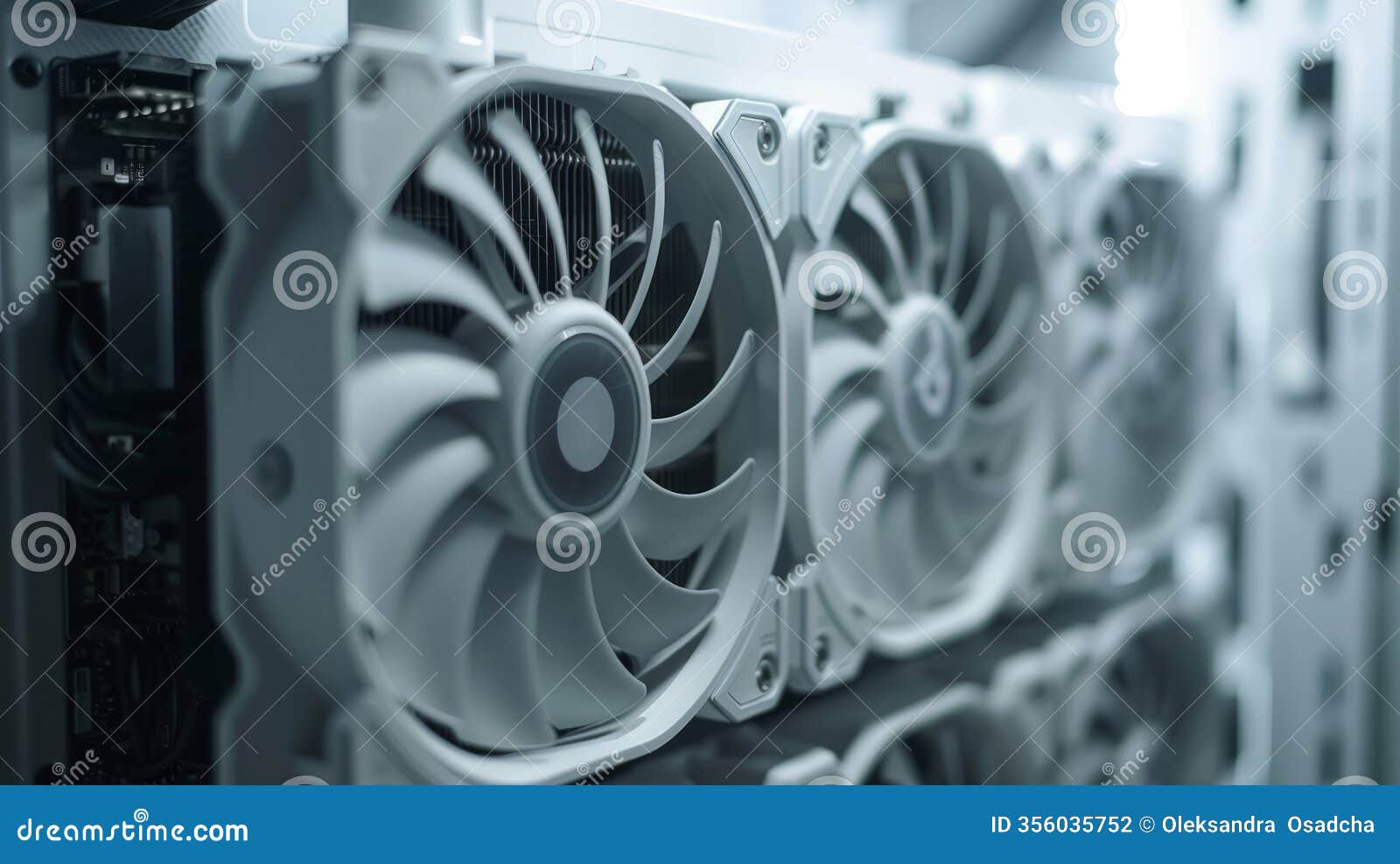 Row of Cooling Fans in a Computer System Stock Photo - Image of build ...