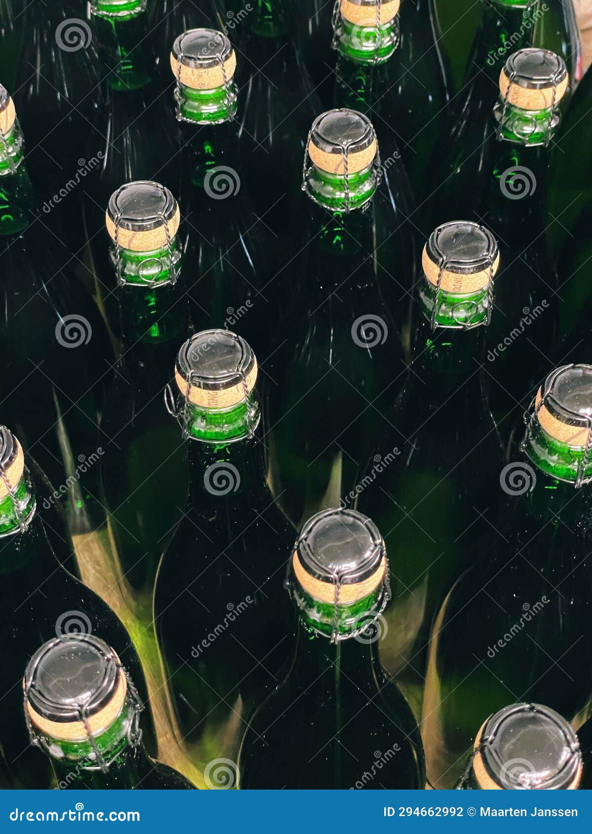Row of corked bottles stock photo. Image of alcohol - 294662992
