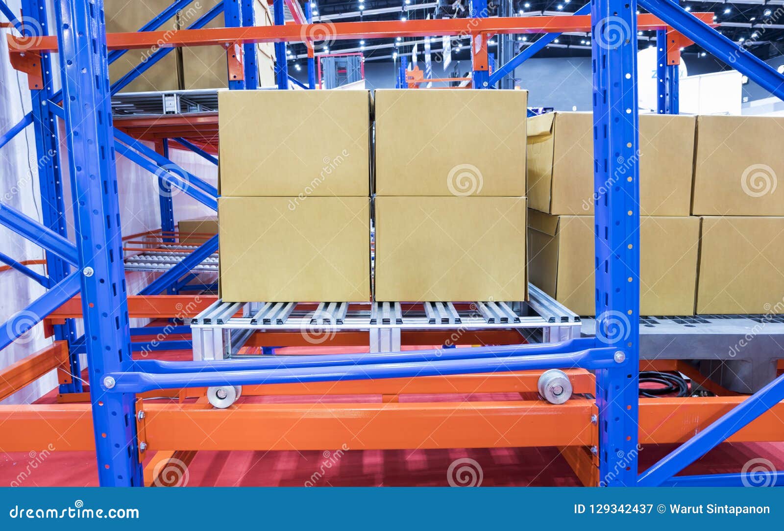 Row of Cotton Boxes Kept in Warehouse Shelves ; Stock Image - Image of ...