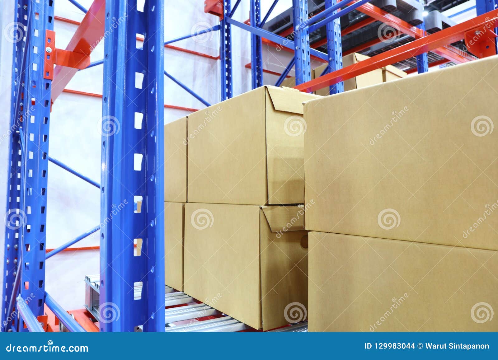 Row of Cotton Boxes Kept in Warehouse Shelves ; Stock Photo - Image of ...