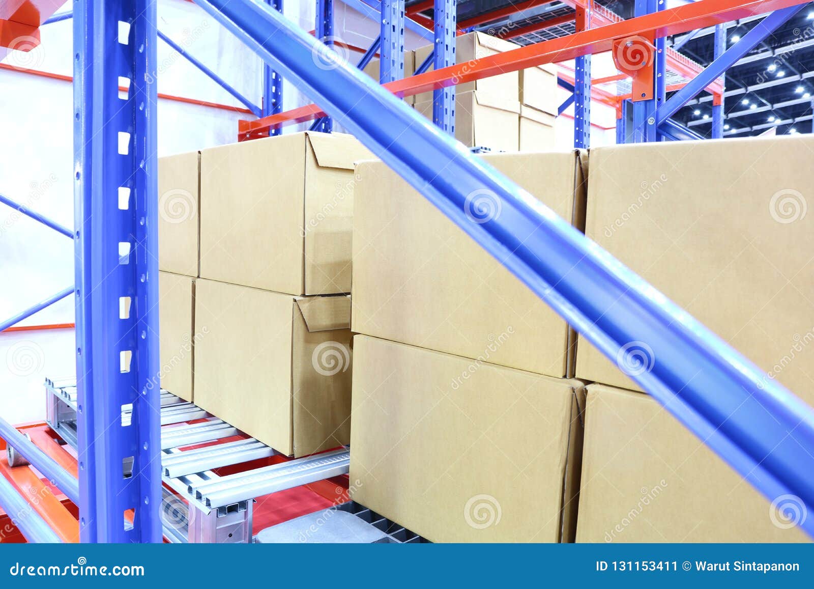 Row of Cotton Boxes Kept in Warehouse Shelves ; Stock Image - Image of ...