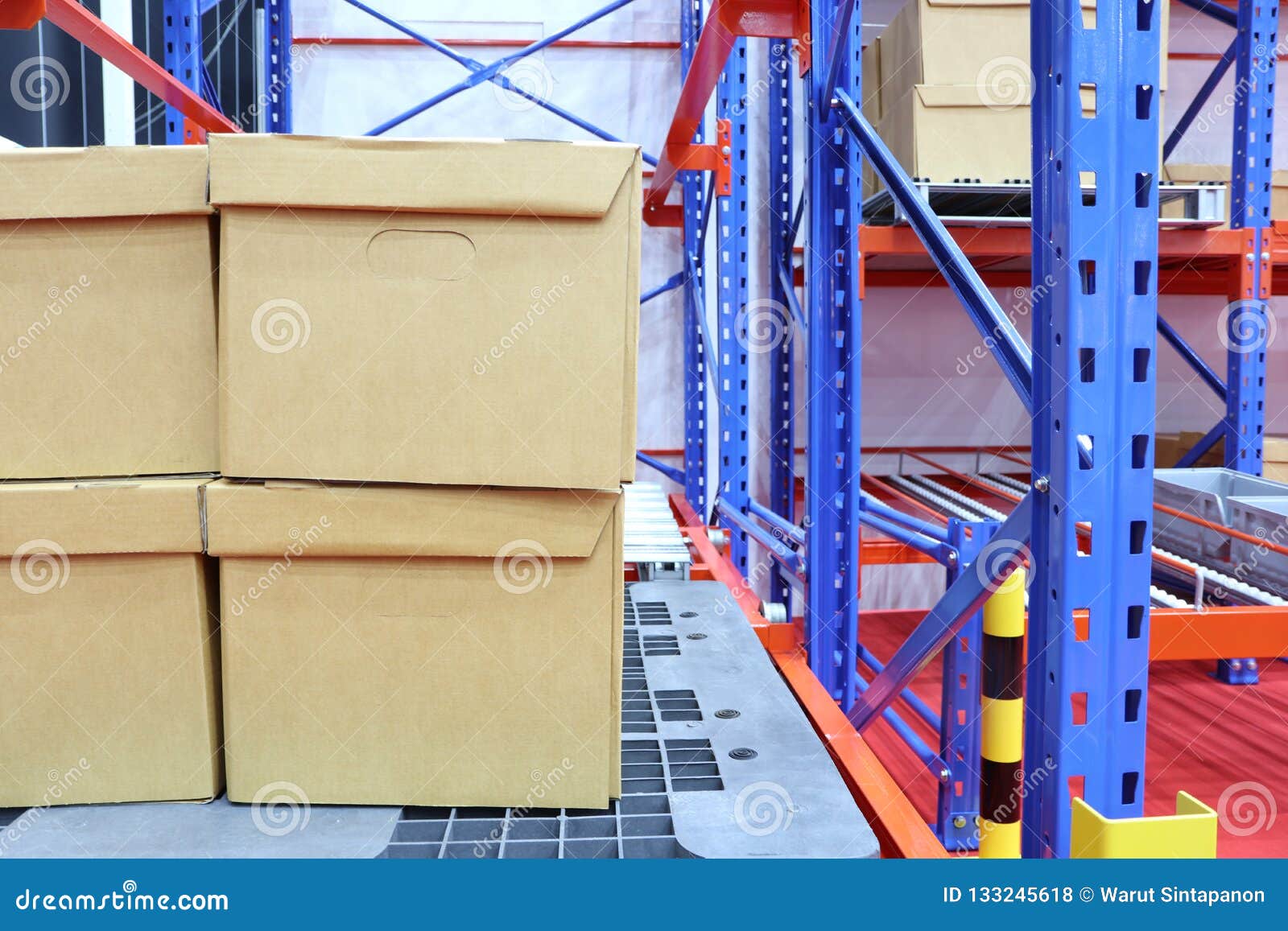 Row of Cotton Boxes Kept in Warehouse Shelves Stock Photo - Image of ...