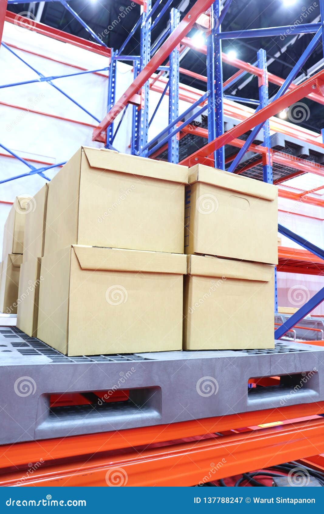 Row of Cotton Boxes Kept in Warehouse Shelves Stock Image - Image of ...
