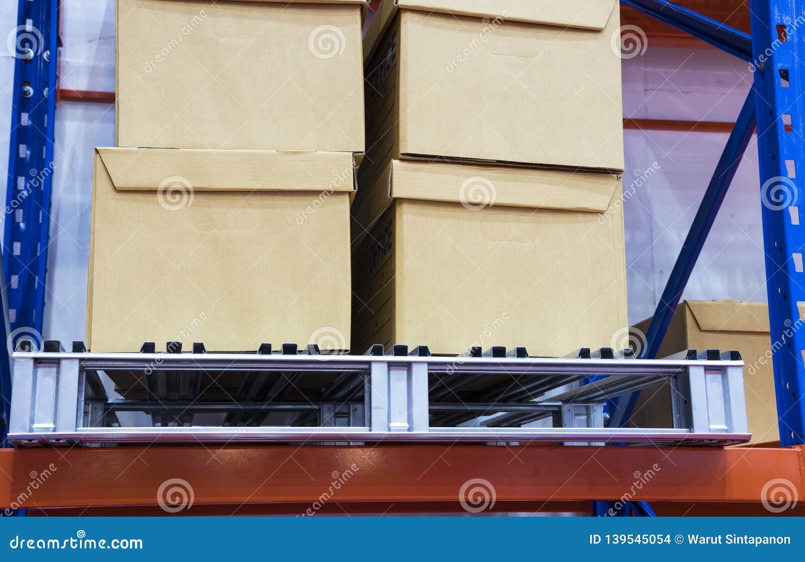 Row of Cotton Boxes Kept in Warehouse Shelves Stock Photo - Image of ...