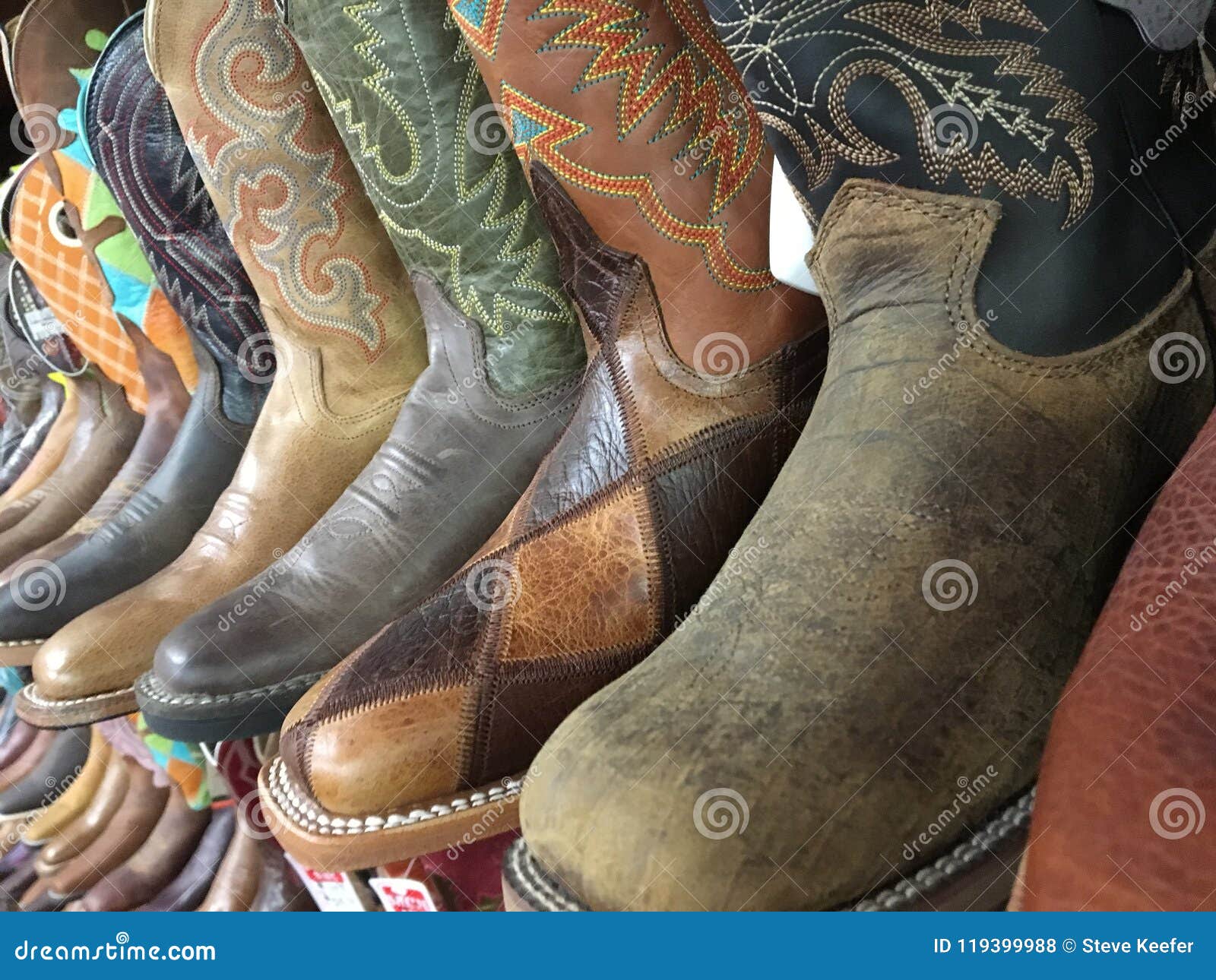 A row of cowboy boots stock photo. Image of western - 119399988