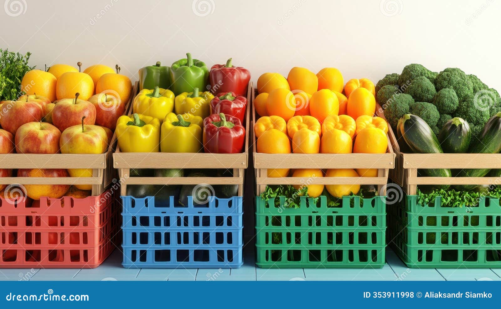 A Row of Crates Filled with Different Types of Vegetables Stock ...
