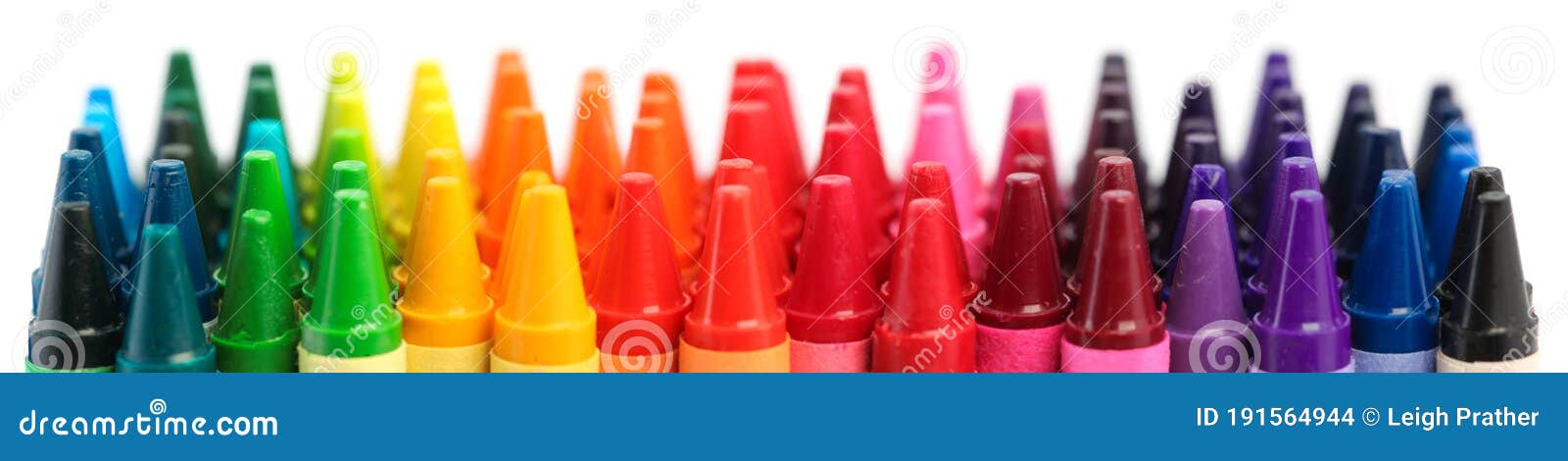 Row of Crayons in a Rainbow of Colors Stock Photo - Image of white ...