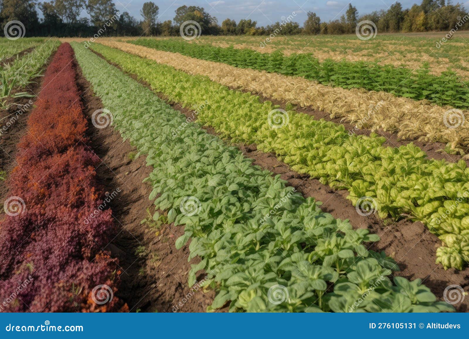 Row of Crops, with Each Plant Modified To Produce Different Flavor or ...