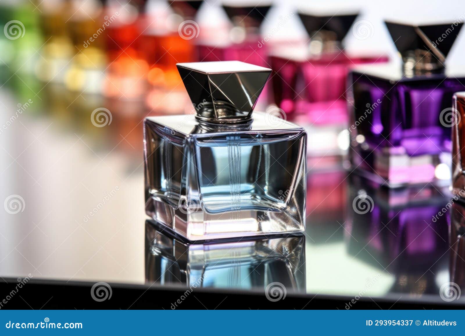 A Row of Cube-shaped Perfume Bottles Stock Image - Image of care ...