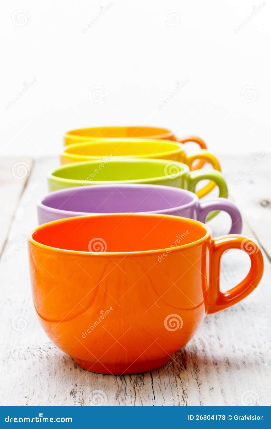 Row of cups stock photo. Image of wood, utensil, table - 26804178