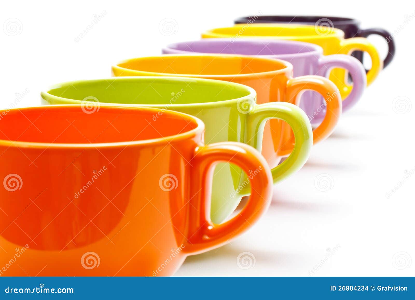 Row of cups stock photo. Image of objects, green, focus - 26804234