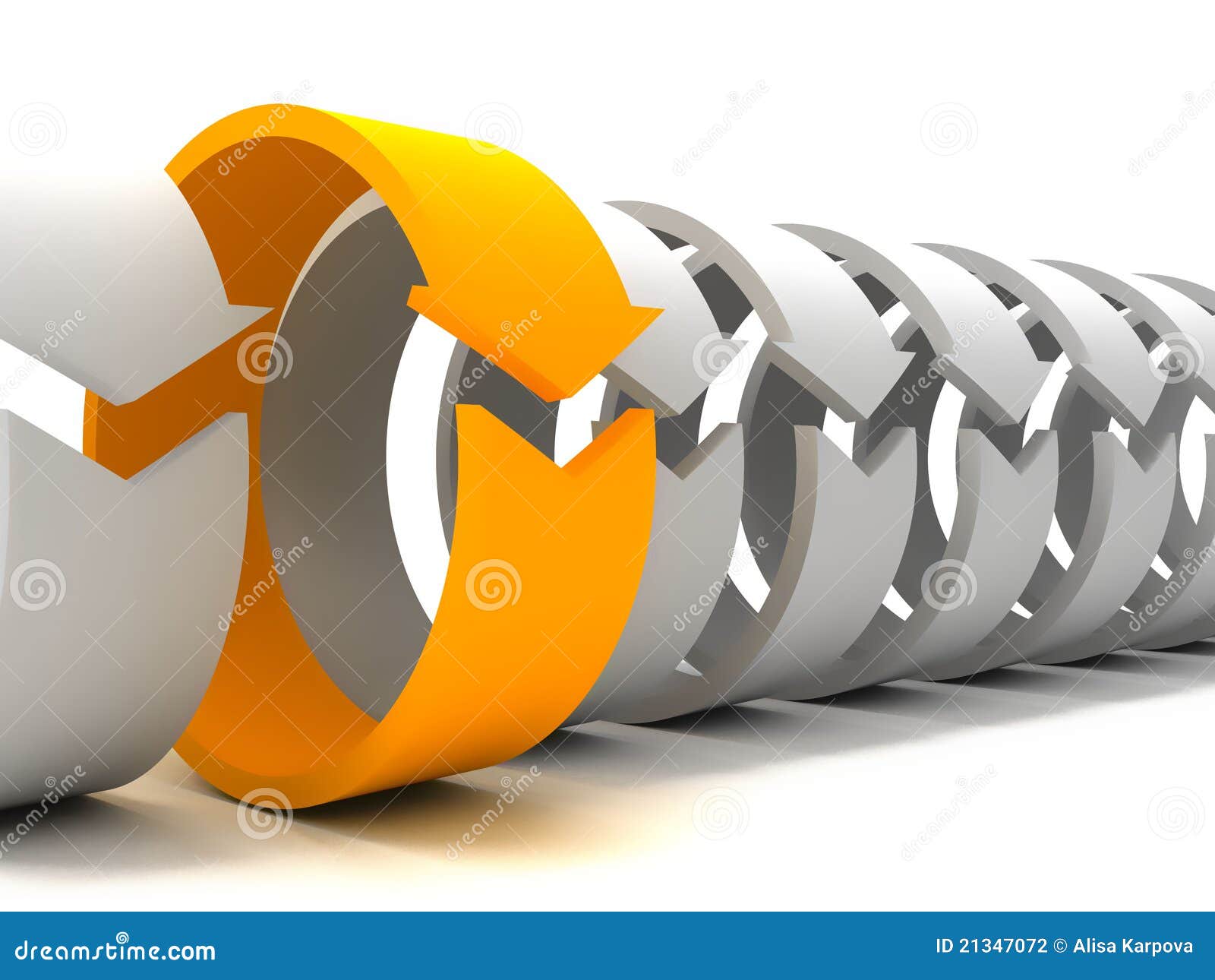 Row of Cycle Arrows Orange One Stock Illustration - Illustration of ...
