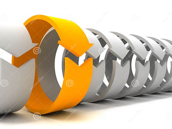 Row of Cycle Arrows Orange One Stock Illustration - Illustration of ...