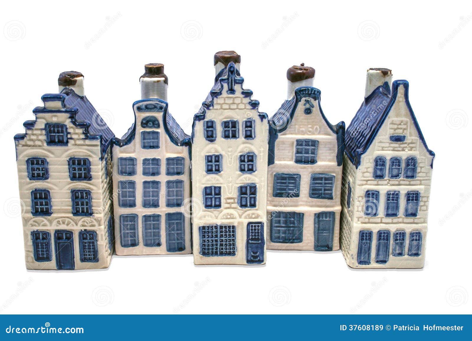 Row of Delft blue houses stock image. Image of house - 37608189